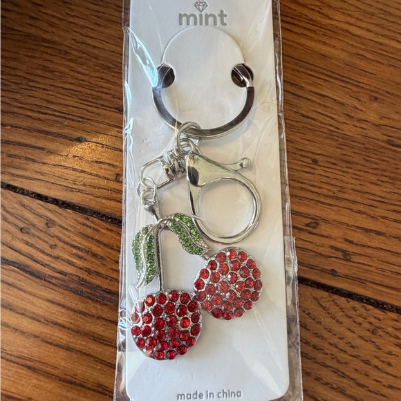 Mint | Accessories | Cherry Keychain With Red And Green Crystalssilver ...